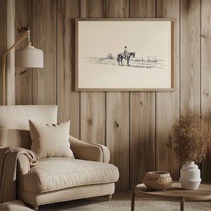 Lone Cowboy on Horse Digital Western Wall Art | Southwestern Art ...