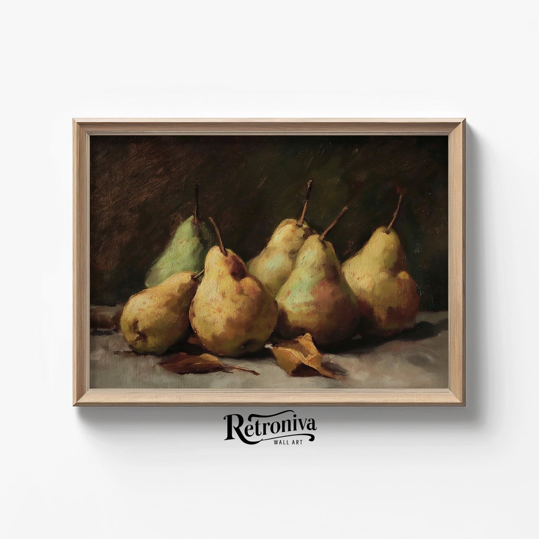 Vintage Still Life Pear Wall Art | Fruit Still Life Moody Pear Oil ...