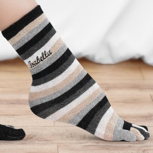 Striped Toe Socks: Custom Name Embroidery, Soft Cotton Blend - Etsy