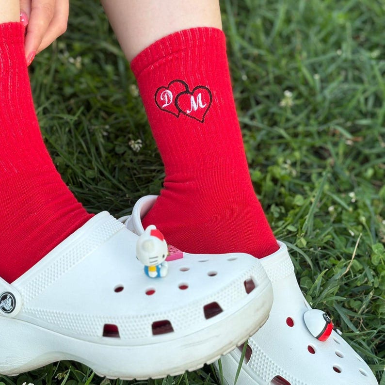 Personalized Couple Socks: Embroidered Heart Initials, Romantic Gift - Etsy
