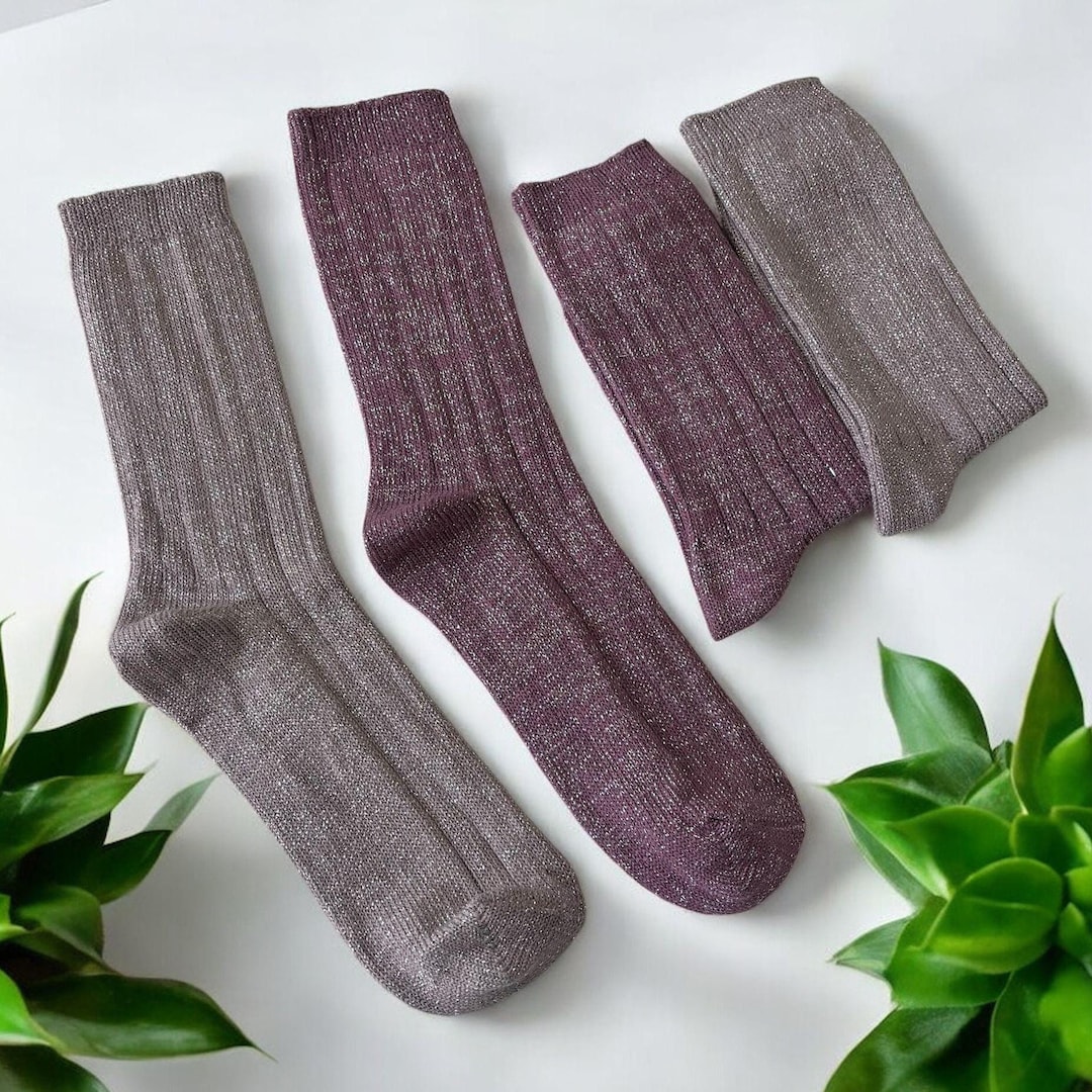 Glitter Women's Socks, Shimmering Sparkle Ankle Socks, Stylish Cotton ...