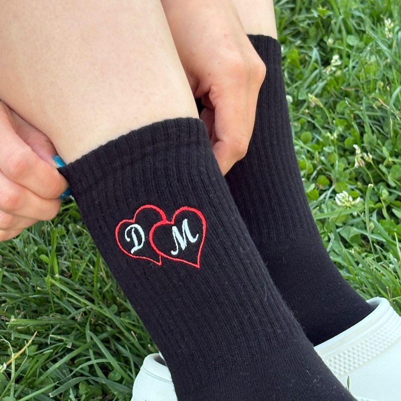 Personalized Couple Socks: Embroidered Heart Initials, Romantic Gift - Etsy