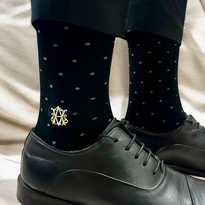 Monogrammed Dotted Wedding Socks: Personalized Groomsmen Gift - Etsy