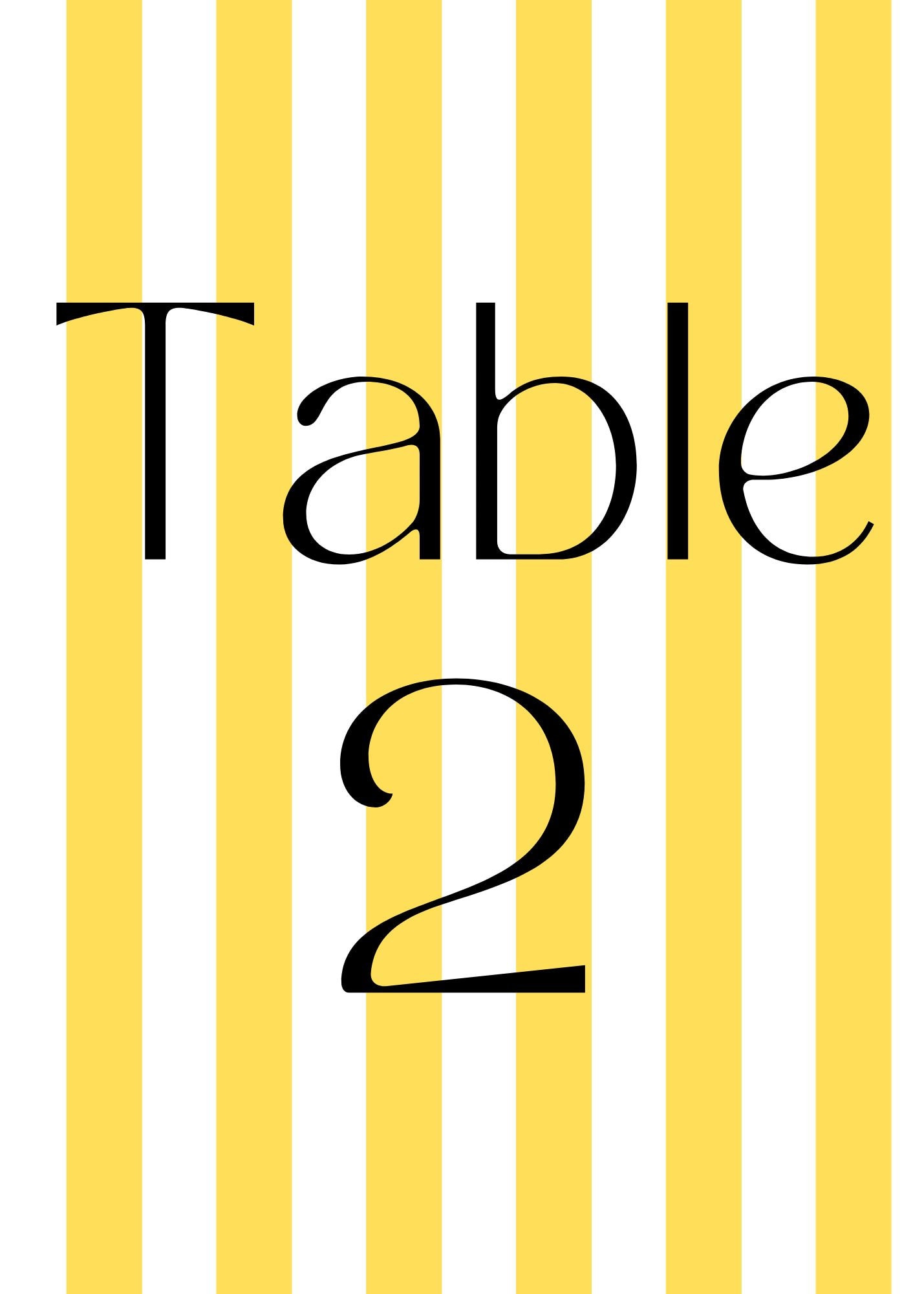 Yellow Stripe Table Number Cards 1-10. Digitally Download. - Etsy