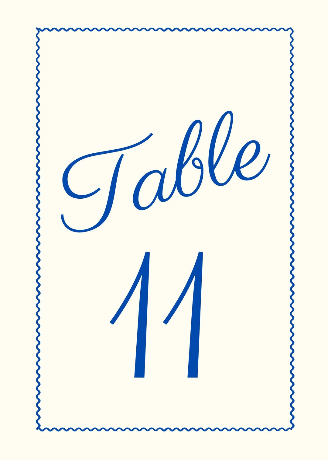 Royal Blue Border Table Number Cards 11-20. Digitally Download. - Etsy
