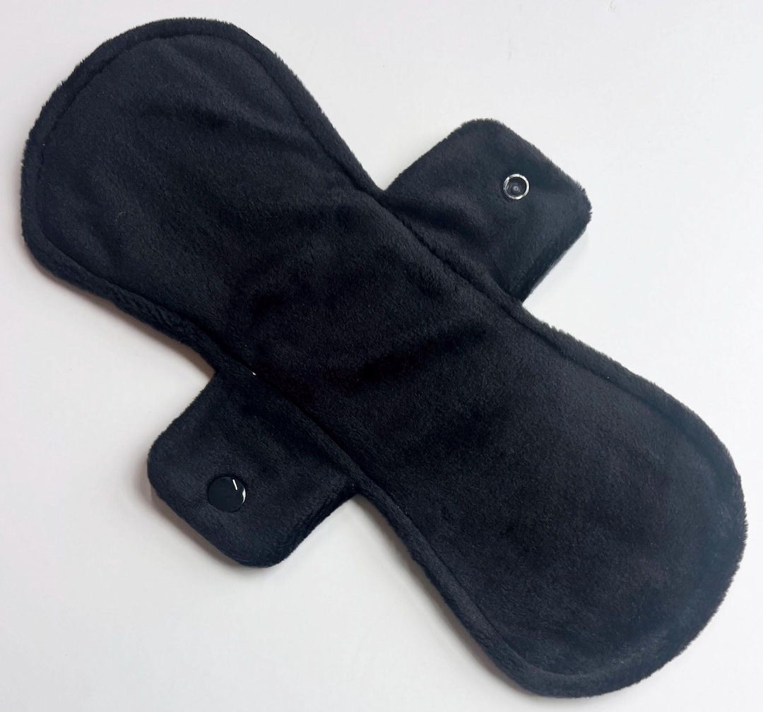 11 Inch Black Minky Overnight Cloth Pad With Fleece Back 100% Reusable ...