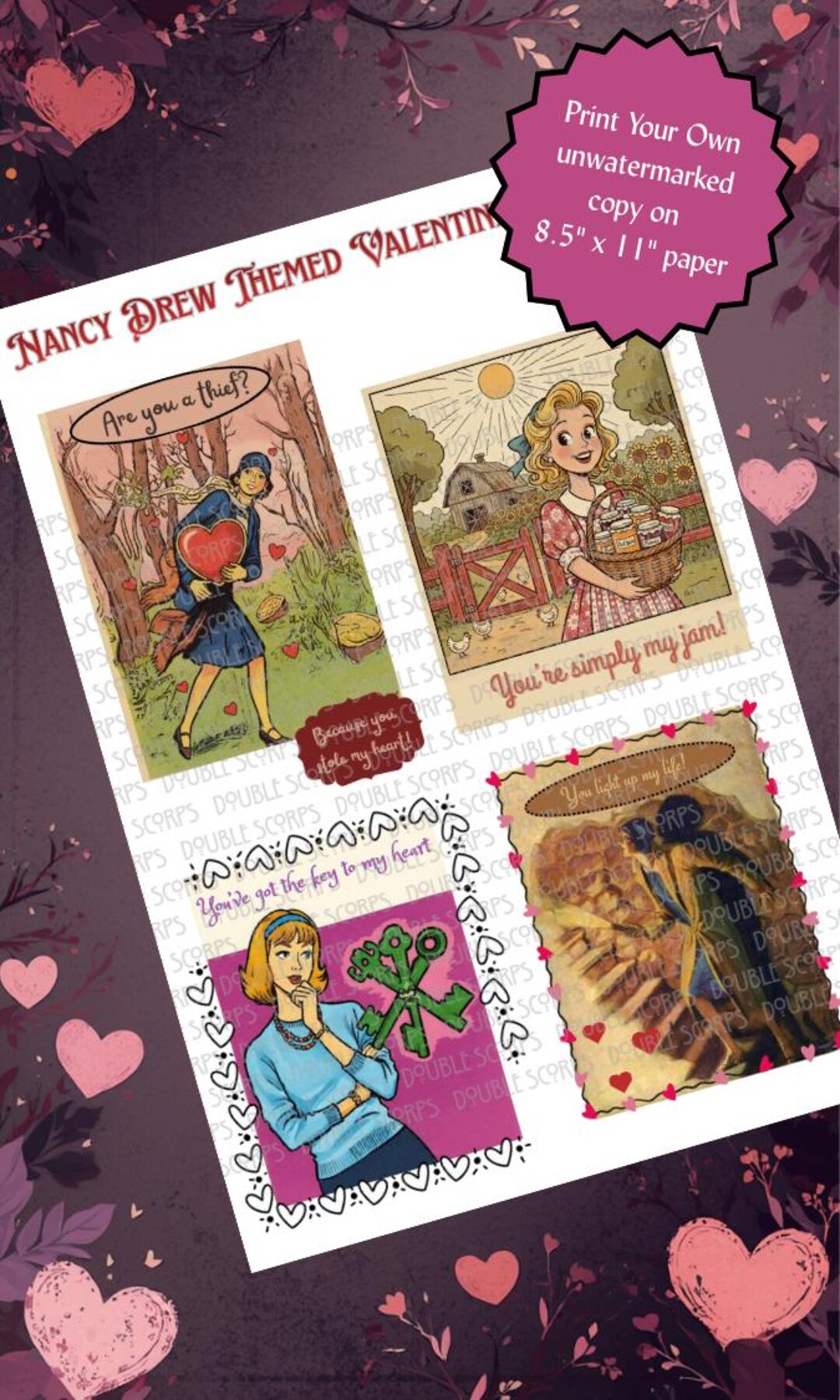 Nancy Drew Themed Valentines - Instant Digital Download - Etsy