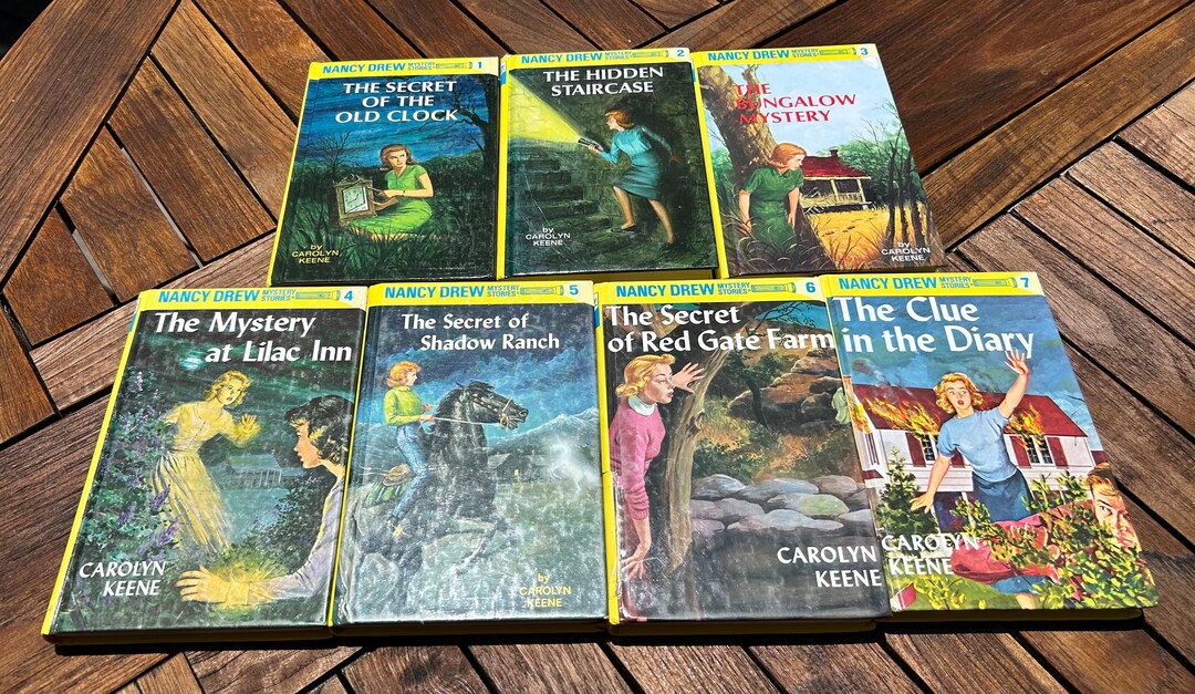 Set of 1-7 Nancy Drew Yellow Glossy Picture Covers "flashlight" Edition ...