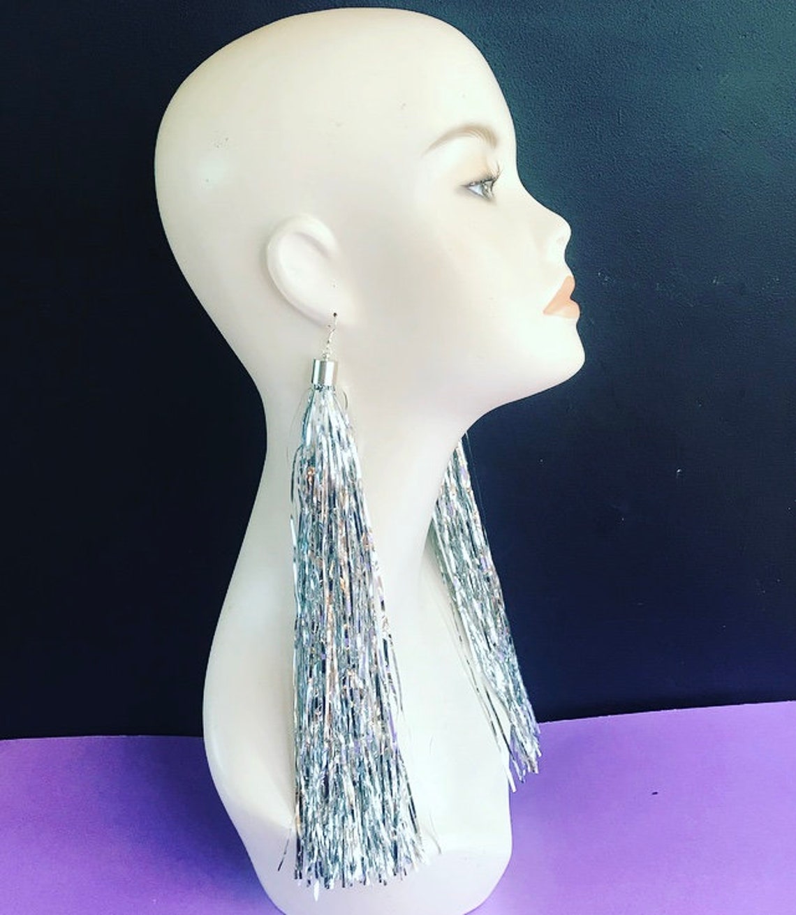 Silver Tinsel Tassle Tassel Long Festival Festive Handmade Foil ...