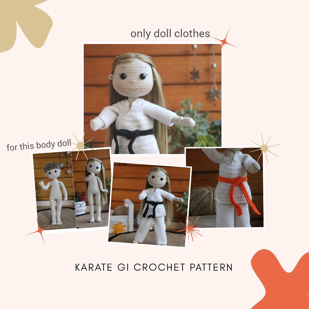 Crochet Pattern Karate GI for Doll Amigurumi, Only Doll Clothes Crochet ...