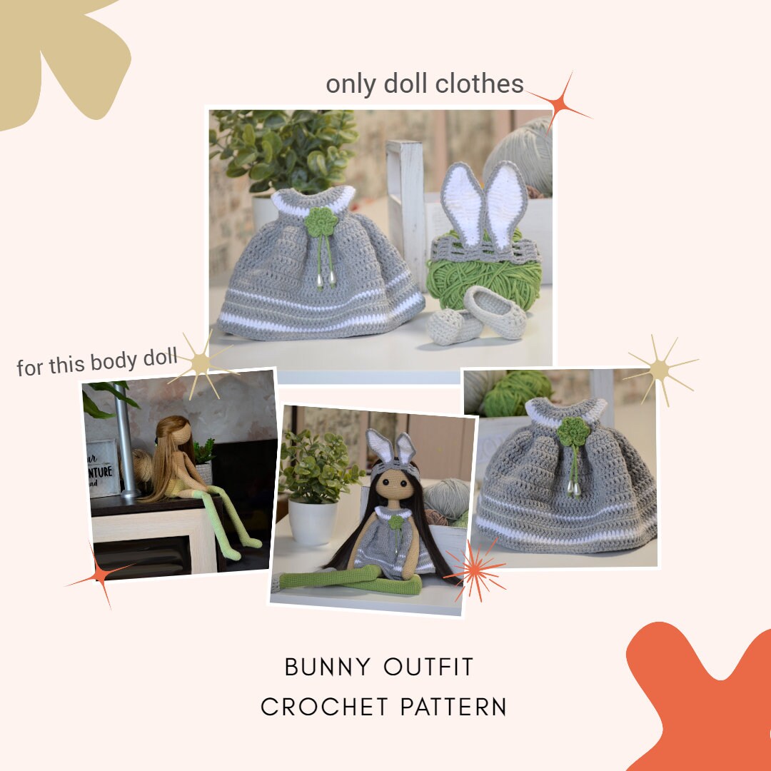Crochet Pattern Bunny Outfit for a Doll Amigurumi Eng PDF - Etsy