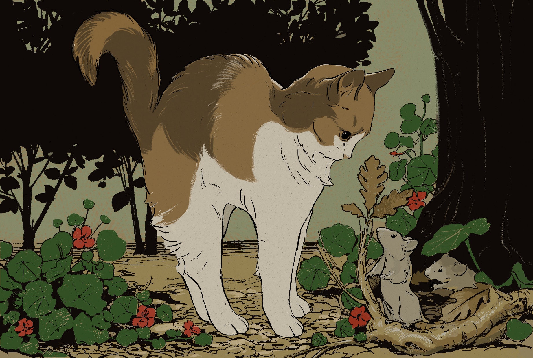 An Unexpected Encounter Vintage-inspired Cat and Mice Postcard ...