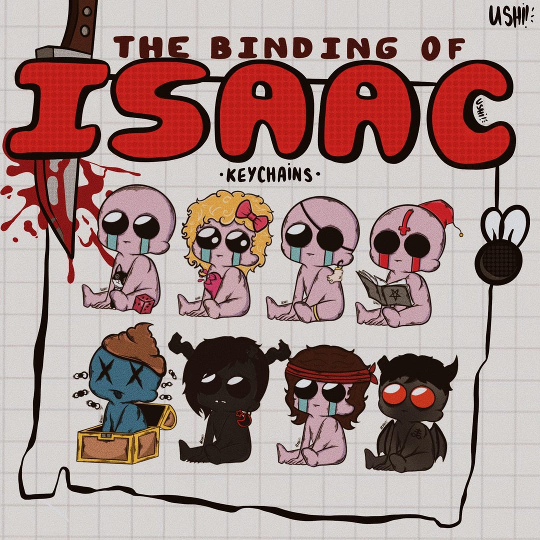 The Binding of Isaac Keychains - Etsy