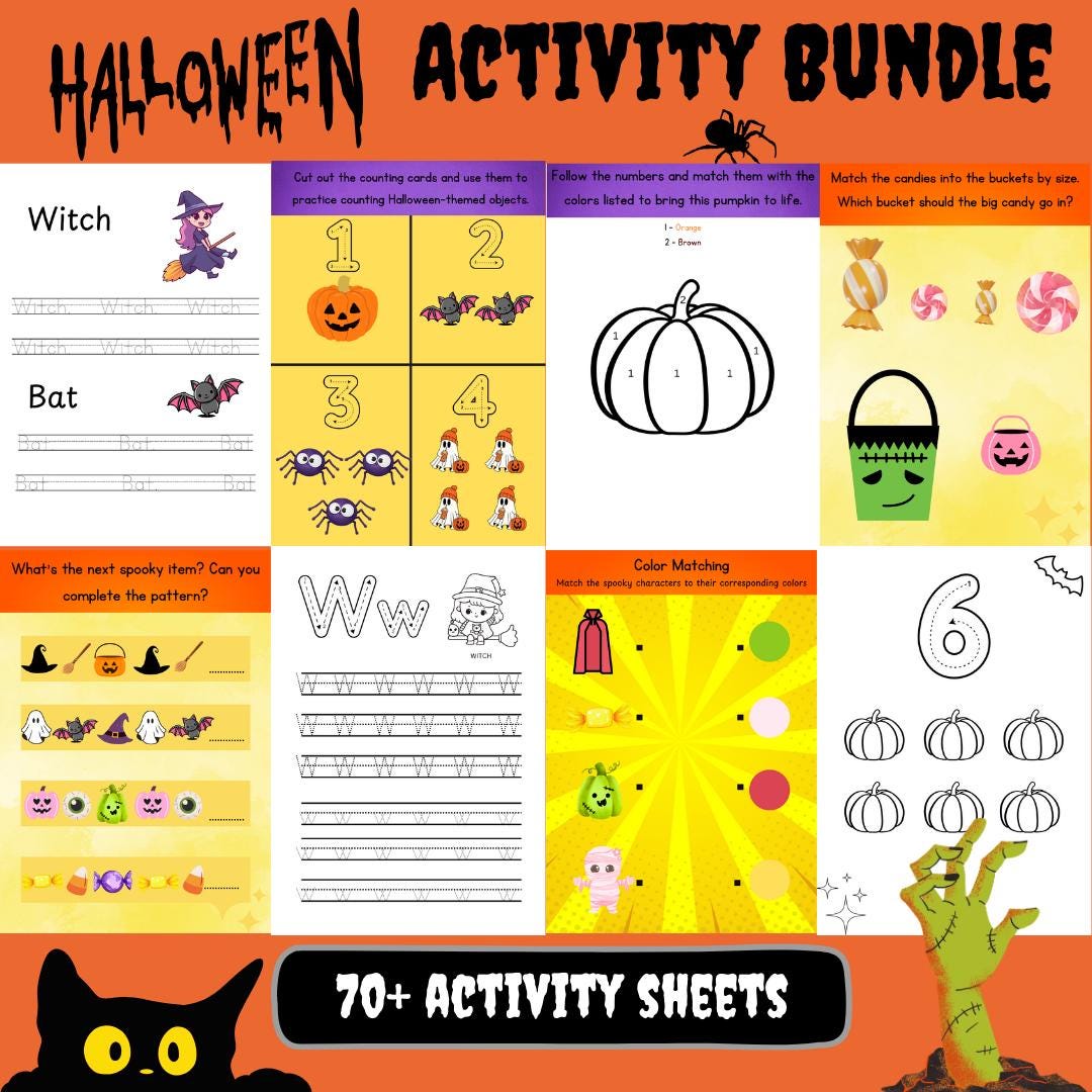 Fun Halloween Educational Printable Bundle for Pre-k to Kindergarten ...