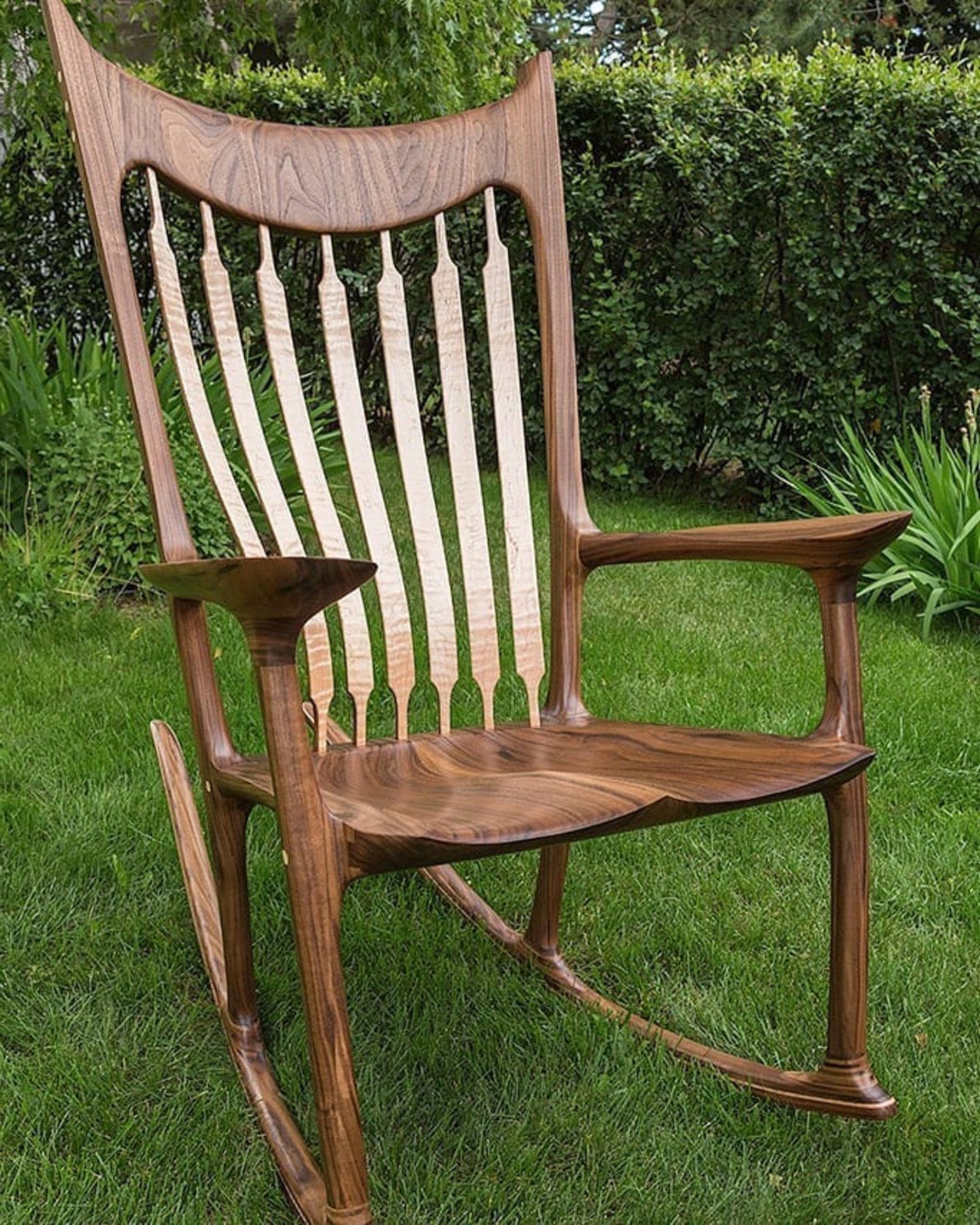 Gorgeous Rocking Chair Made From Solid Walnut and Curly Maple Wood ...