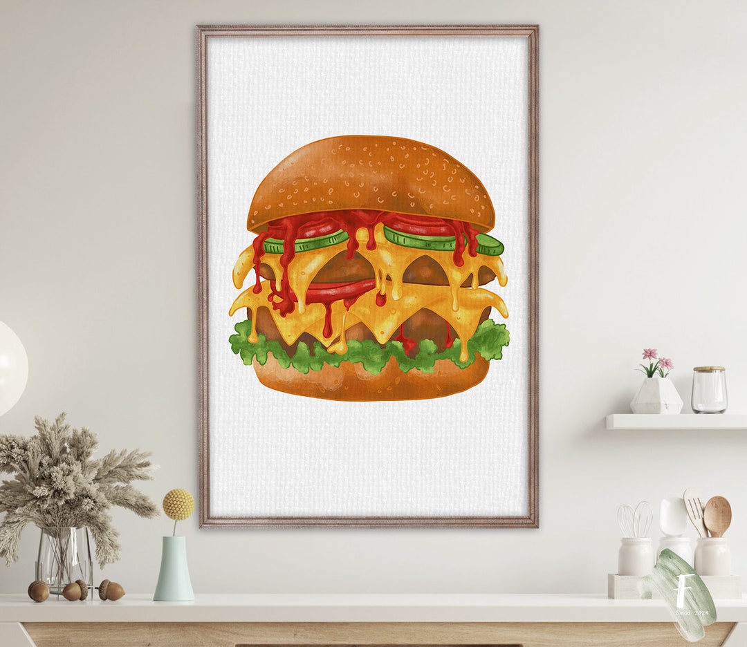 Cheeseburger, Posters With Food, Baker Food Poster, Kitchen Wall Art ...