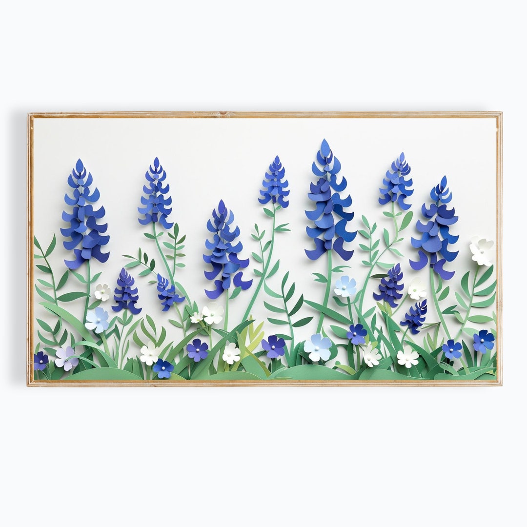 Texas Bluebonnets Paper Art Digital Download | Spring Wildflowers for ...