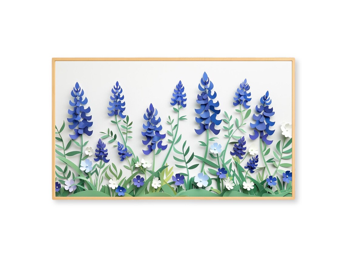 Texas Bluebonnets Paper Art Digital Download | Spring Wildflowers for ...