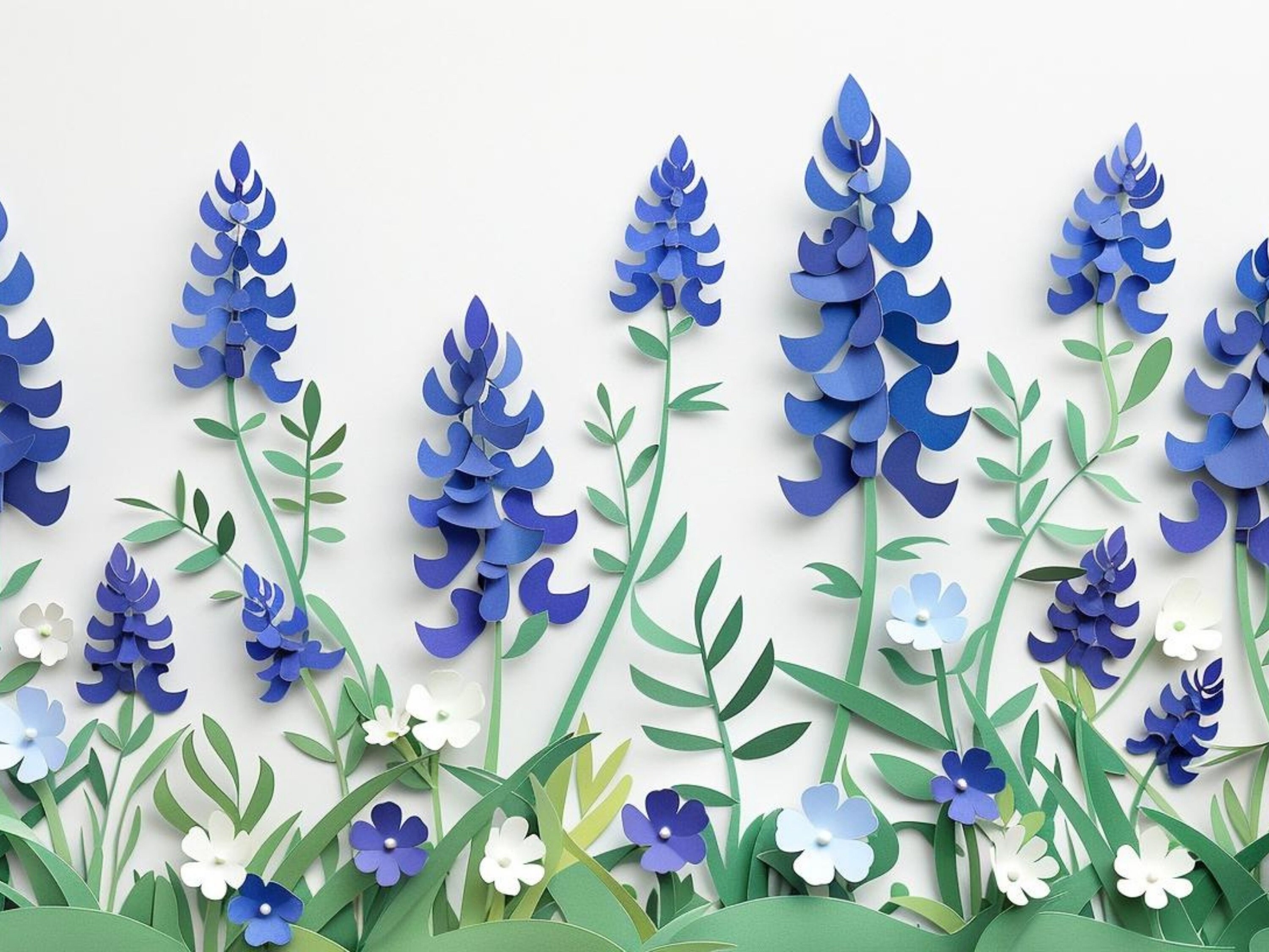 Texas Bluebonnets Paper Art Digital Download | Spring Wildflowers for ...