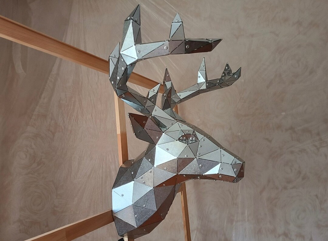 3D Metal Art Wall Decor Deer/buck Head Metal Wall Sculpture, Geometric ...