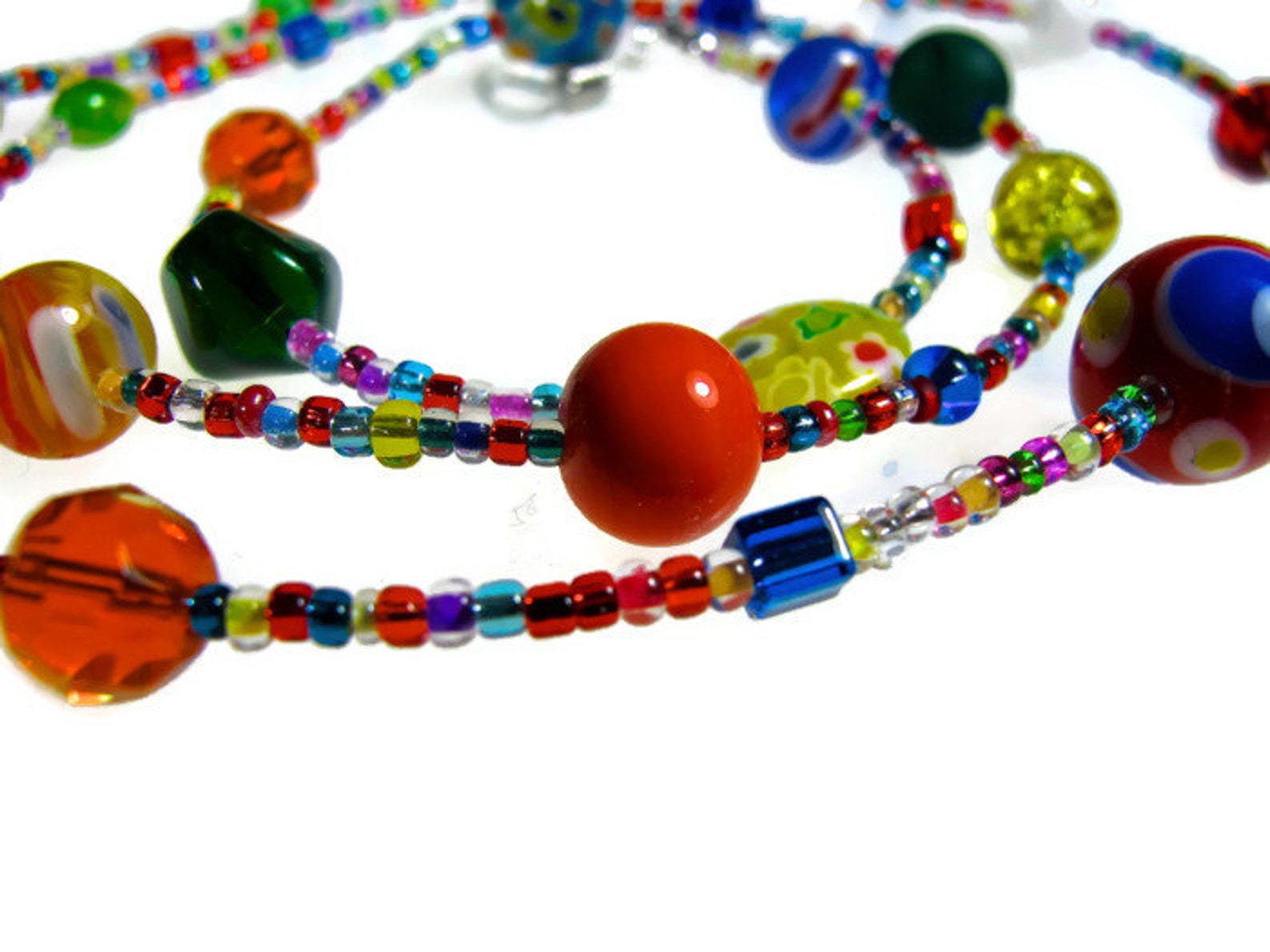 Eyeglass Chain Handcrafted With A Collage Of Glass Beads In Many Colors Etsy