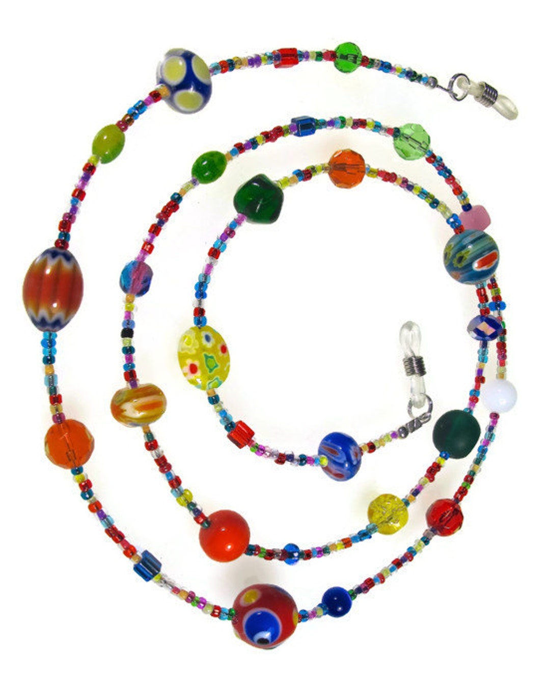 Eyeglass Chain Handcrafted With A Collage of Glass Beads in Many Colors ...