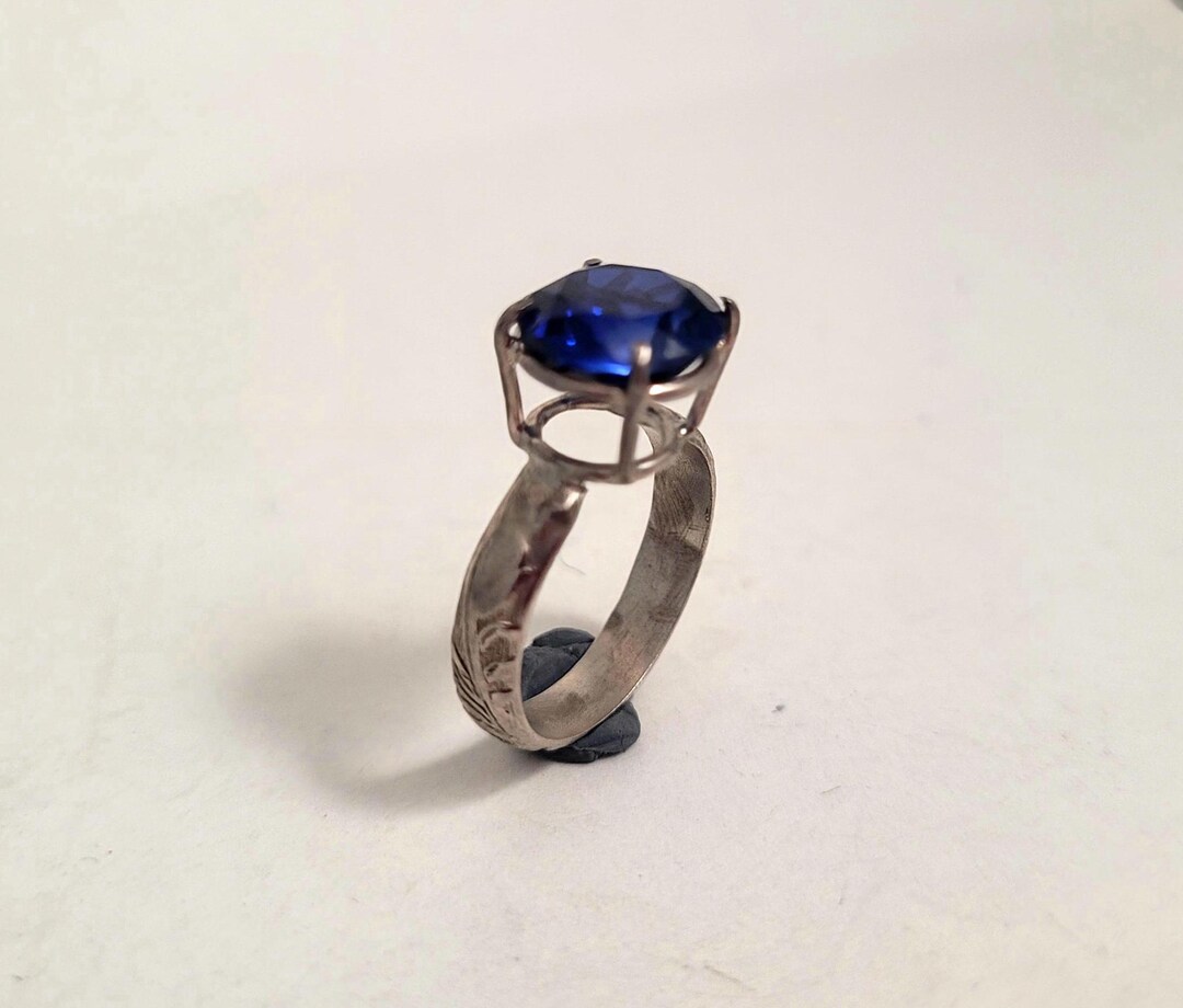 Sterling Silver and Sapphire Ring Size 7.25 - Etsy