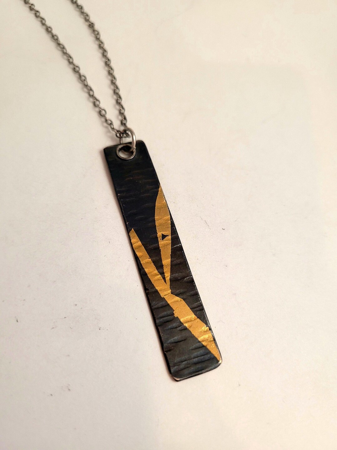 Bamboo Leaf Silver and Gold Keum Bo Necklace - Etsy