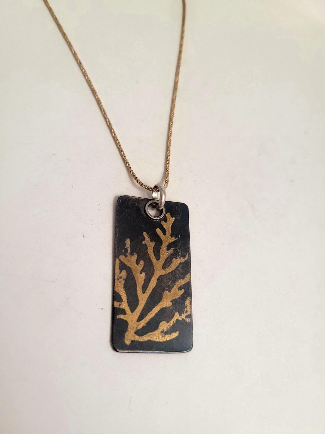 Fern Pattern Keum Bo Gold and Silver Necklace - Etsy