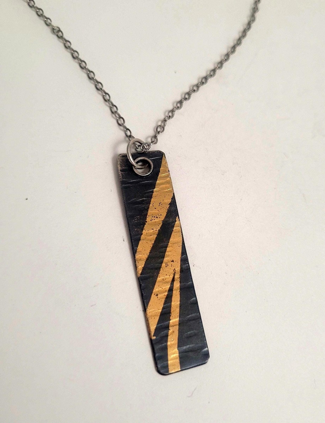Abstract Silver and Gold Keum Bo Pendant Necklace - Etsy