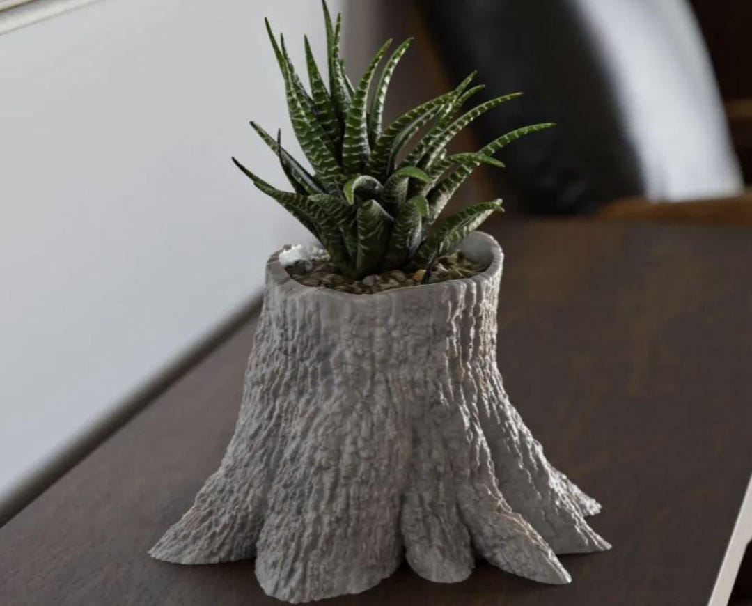 Realistic Design 3D Tree Stump Flower Pot for Indoor Plant Display ...