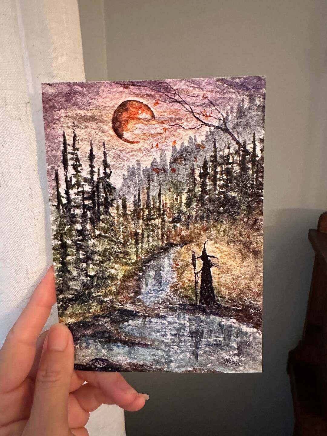 Last 2 Giclee Fine Art Print From My Painting Moon Witch Pines Forest ...