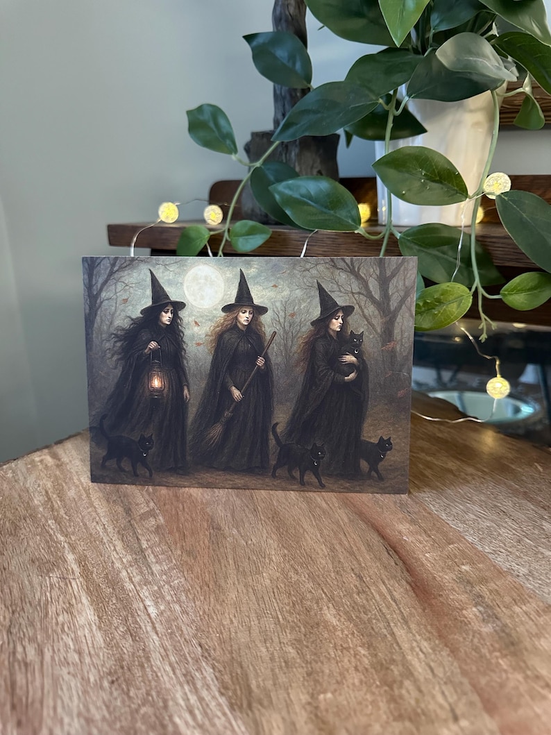 Art Print Terri Ann Foss Black Cats Cat Witch Sisters Coven Sisters ...