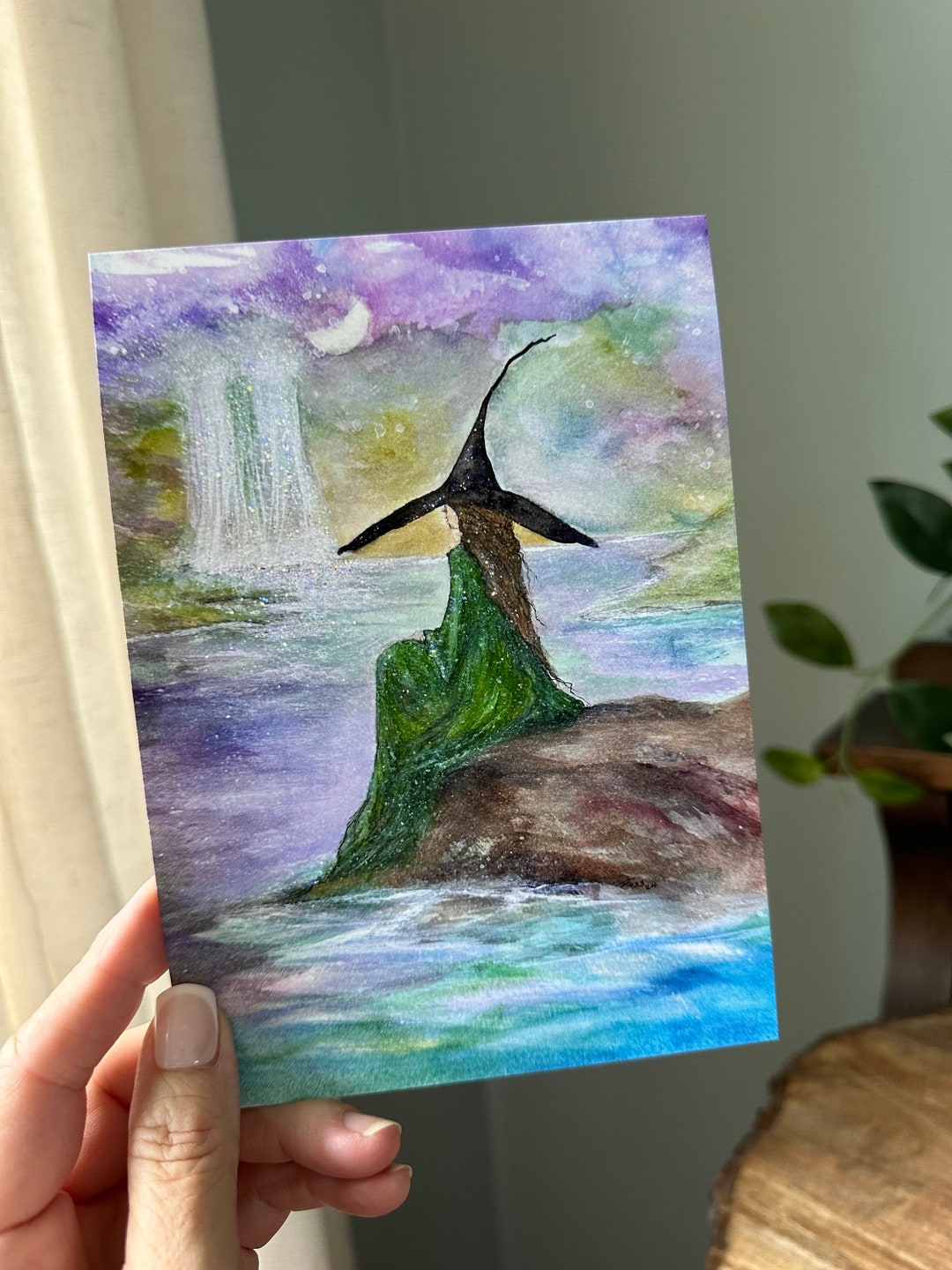 Giclee Fine Art Print Green Witch Summer Water Autumn Full Moon Witch ...