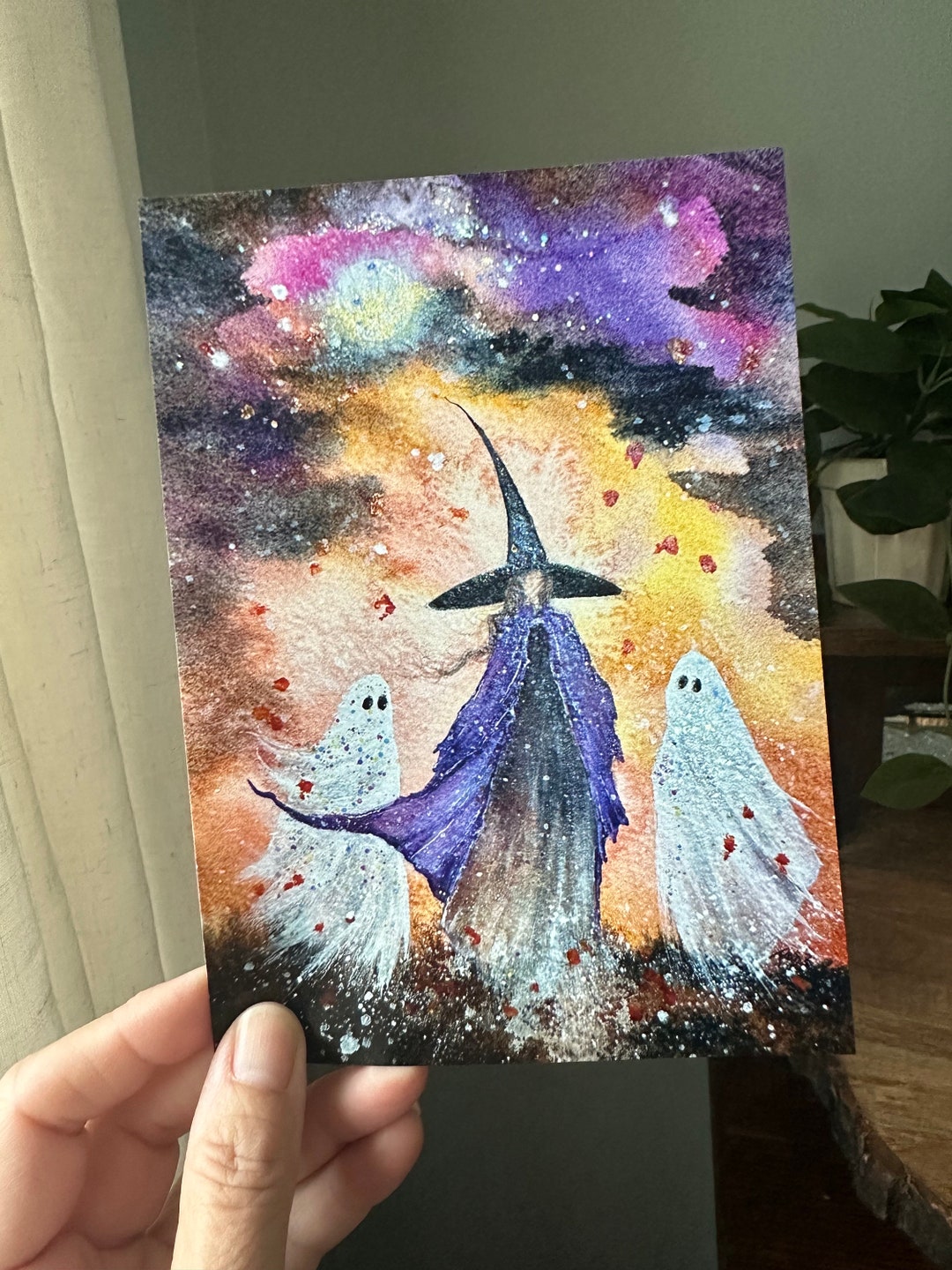 Giclee Fine Art Print From My Painting Moon Witch Ghost Haunted Spooky ...