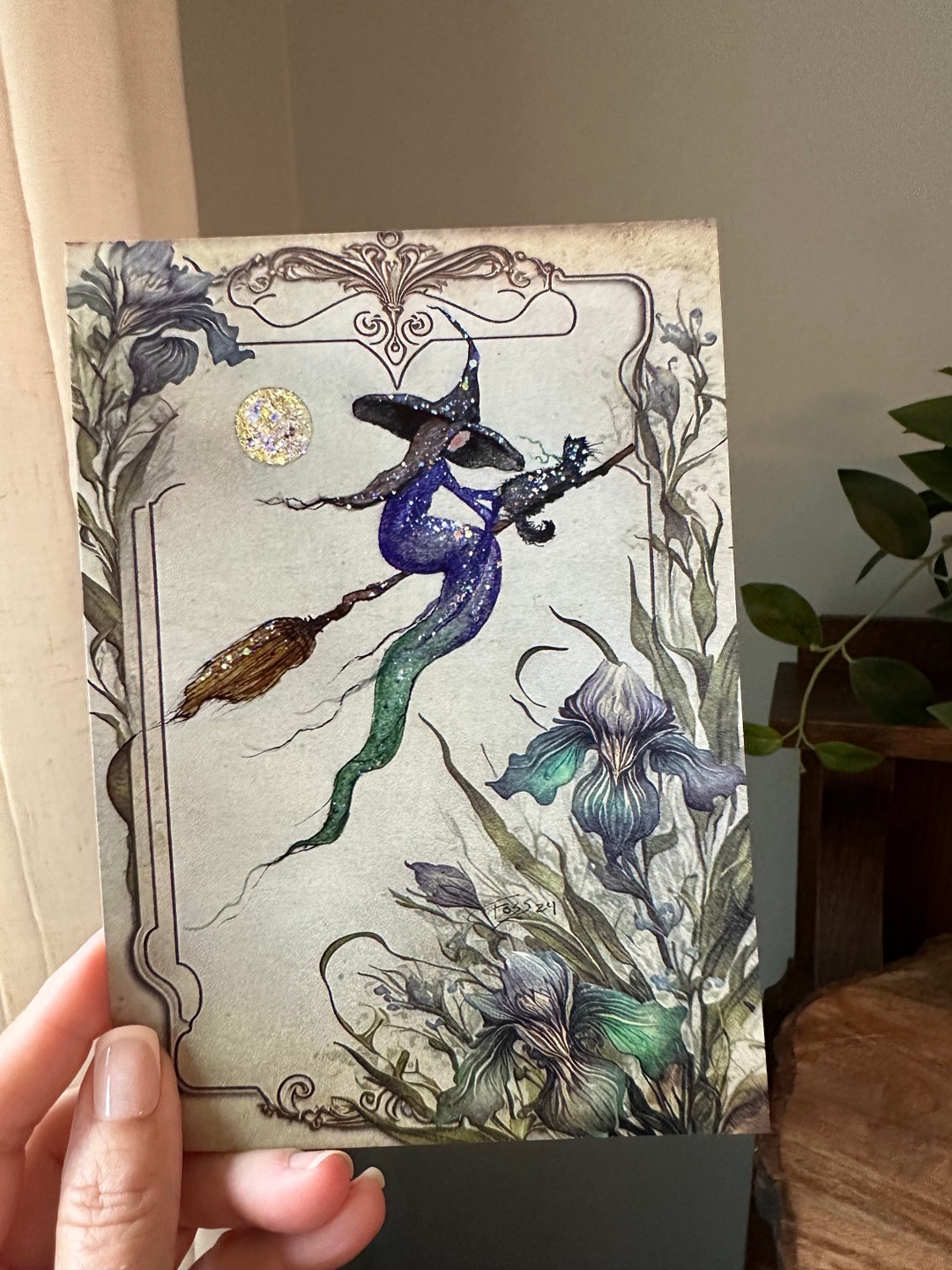 Last One Giclee Fine Art Print From My Painting Moon Cat Witch Autumn ...