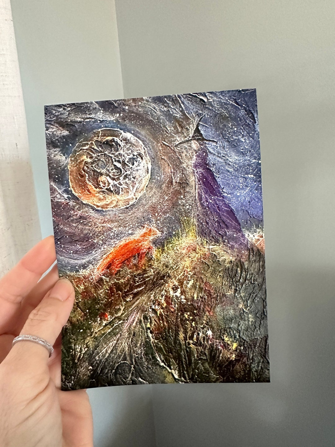 Giclee Fine Art Print From My Painting Moon Witch Fox Halloween 5x7 ...