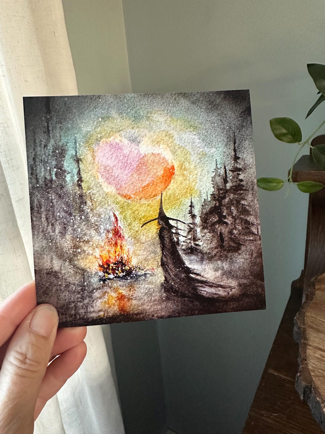 Giclee Fine Art Print From My Painting Moon Witch Autumn Fall Halloween ...