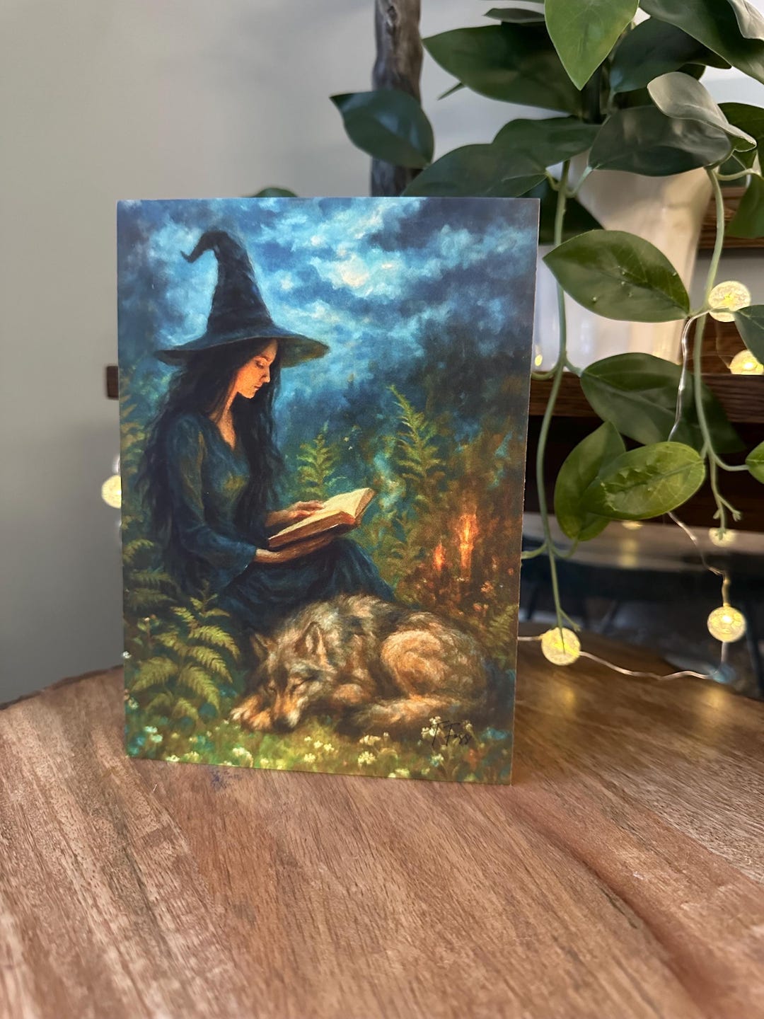 Art Print Terri Ann Foss Witch Wolf Dog Summer Autumn Fall Moon ...