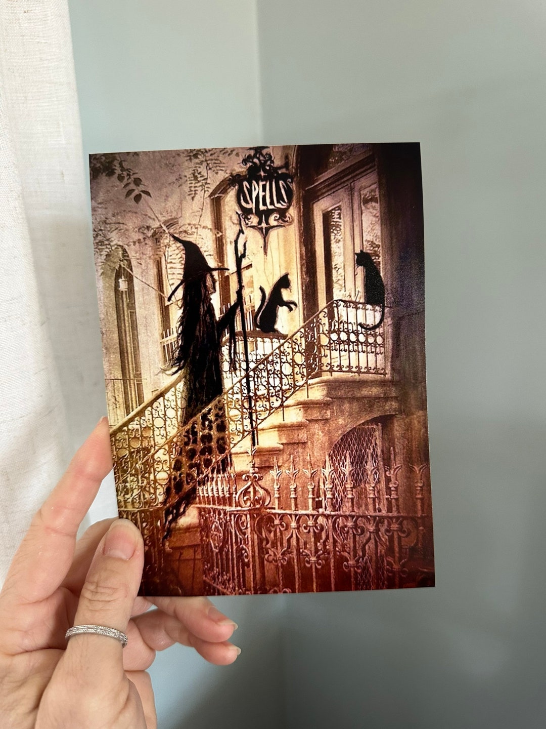 Giclee Fine Art Print From My Painting Witch Cat Two Black Cats Autumn ...