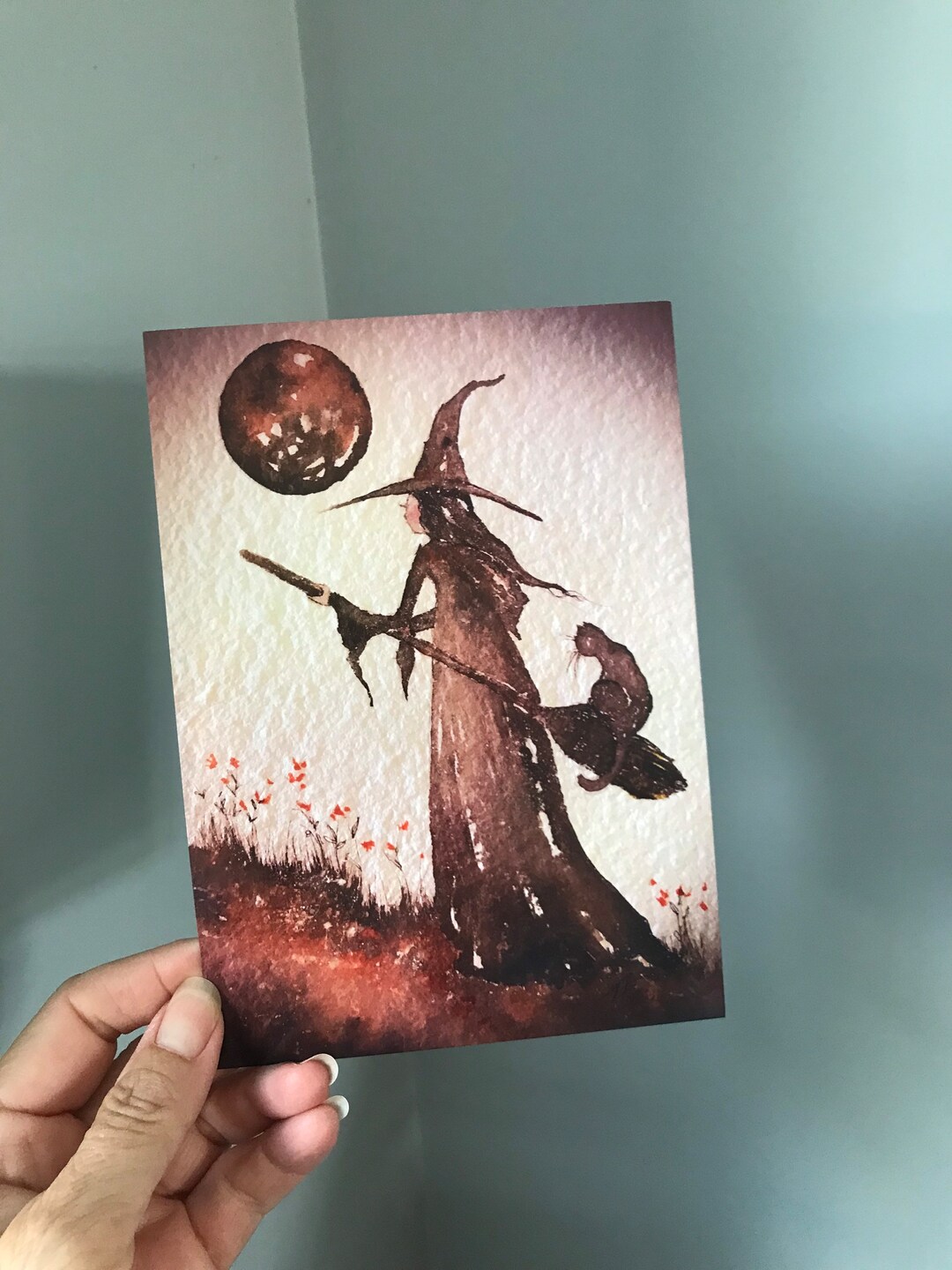 Last 5 5x7 Art Print From My Original Painting Cat Broomstick Broom ...