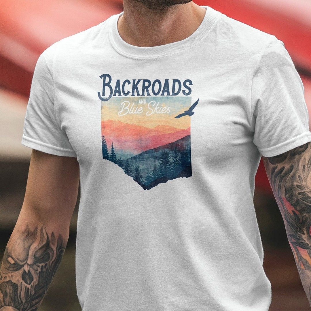 Backroads & Blue Skies T-shirt: Mountain Sunset Graphic Tee - Etsy