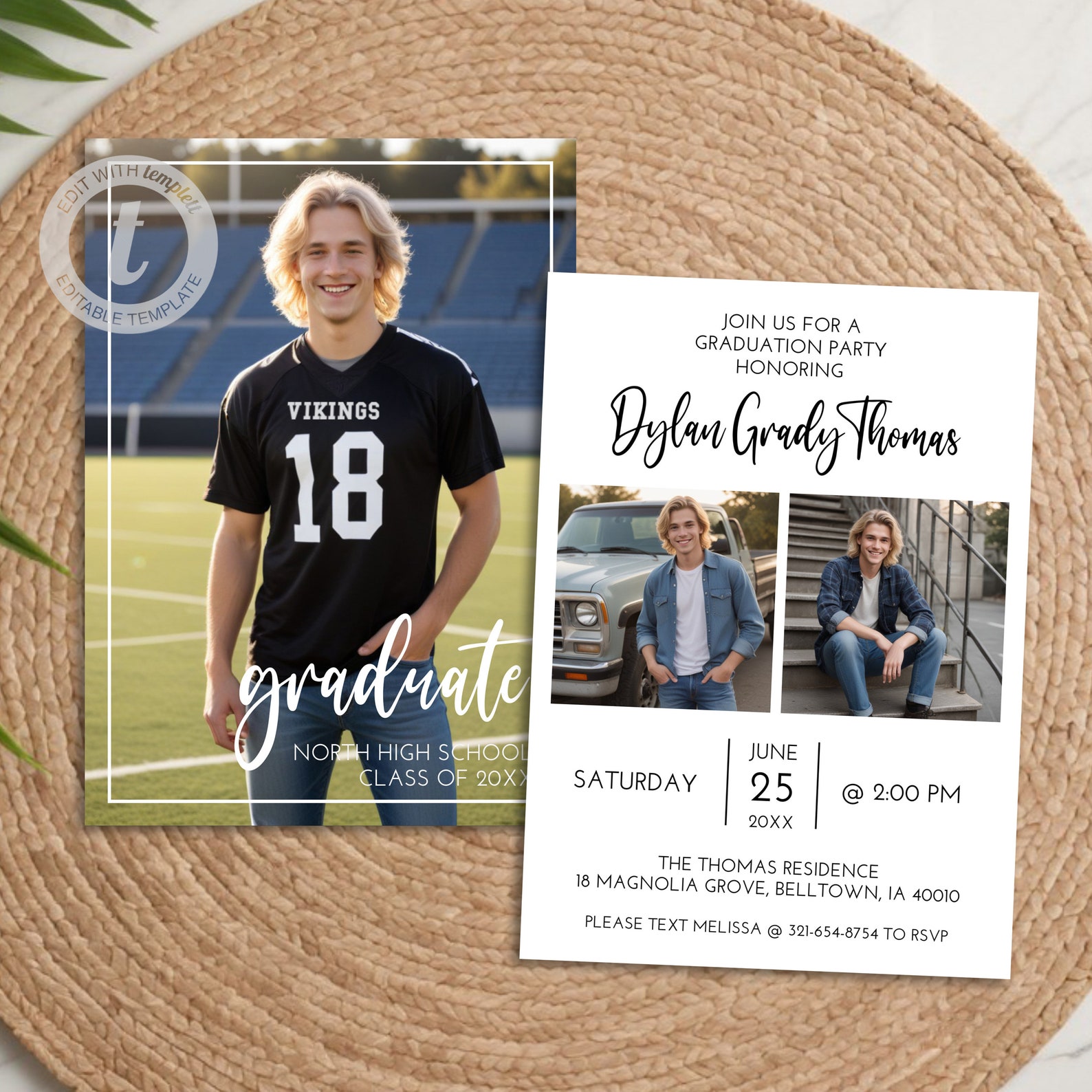 Photo Graduation Party Invitation Template, Self Edit Minimalist Grad ...