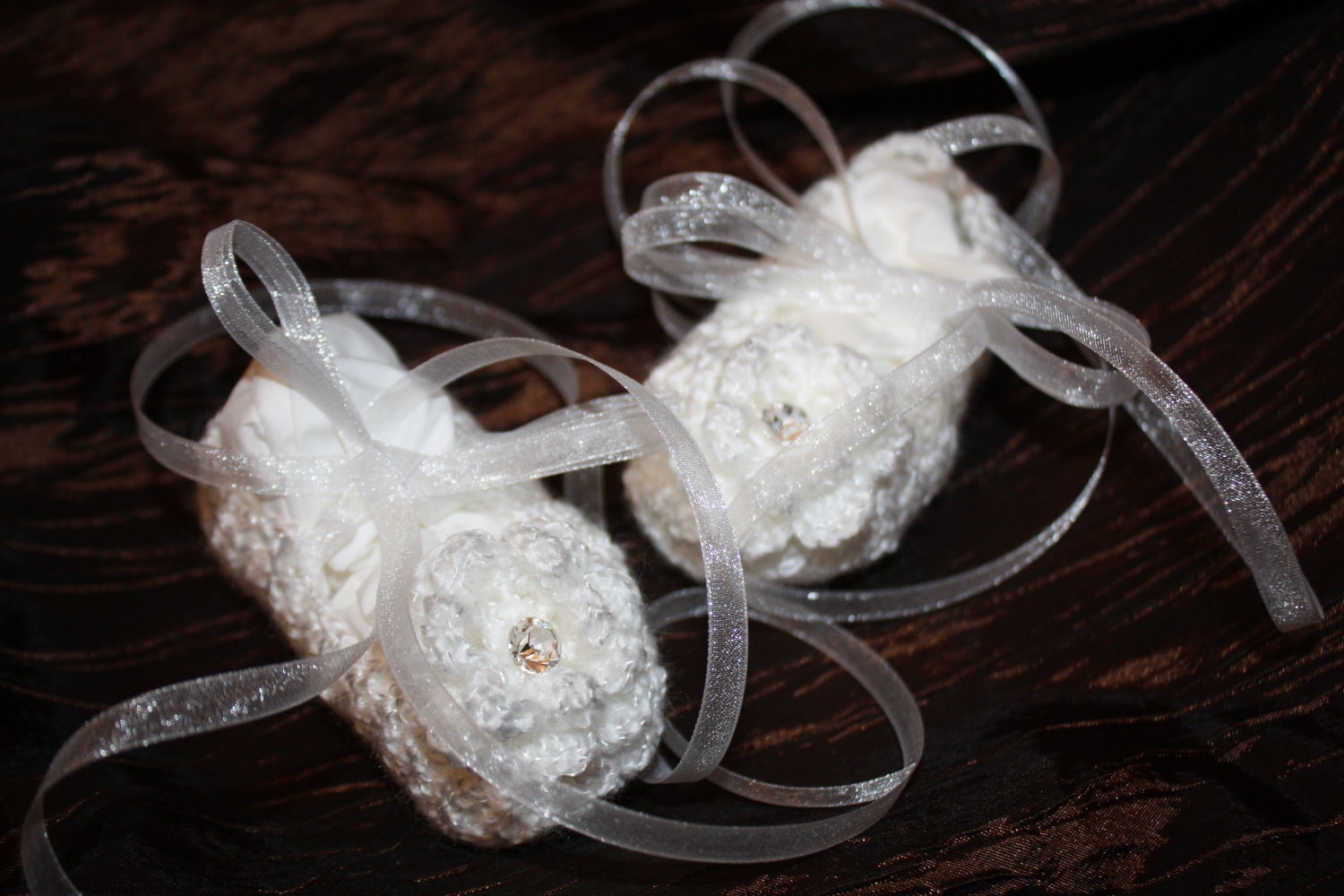 Crochet Blessing / Christening Booties - to Match Ella and Abby Dresses ...