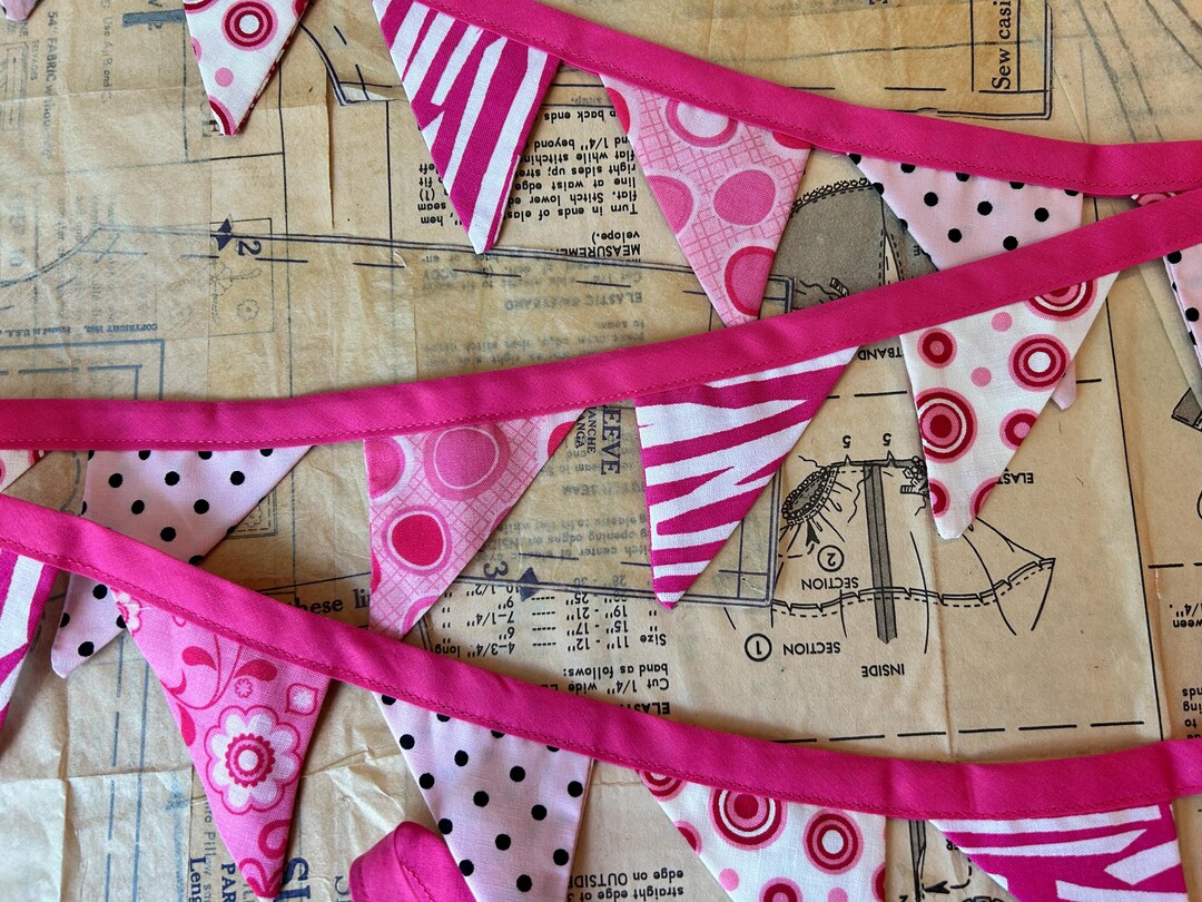 Hot Pink Zebra Fabric Banner: Handmade Pennant Garland, 106" - Etsy