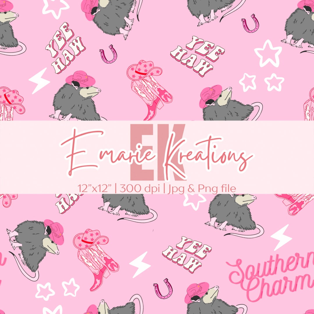 Cowboy Possum Digital Seamless Pattern Digital Download Cowboy Pattern ...