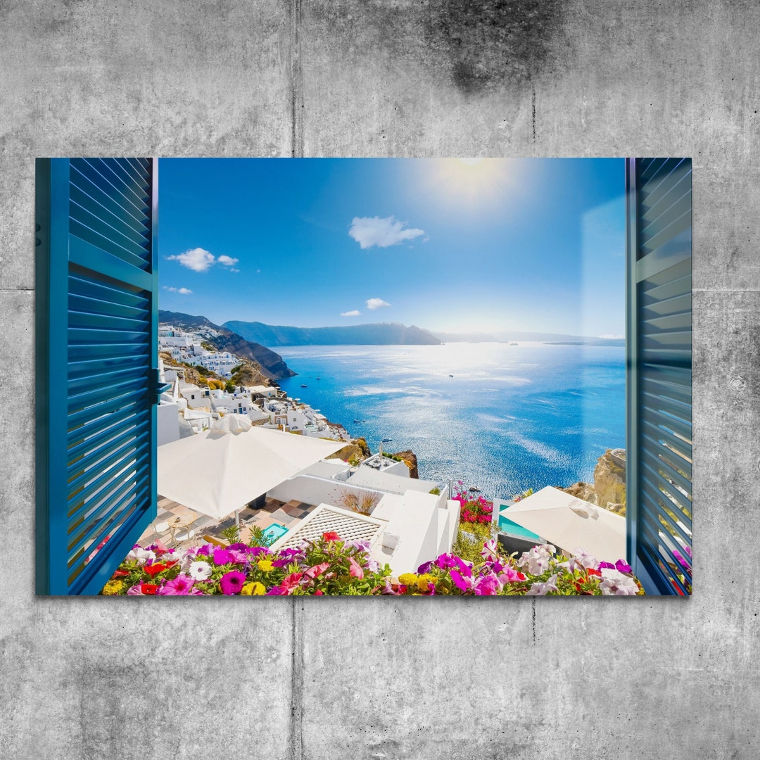 Majestic Greece Glass Print Wall Art Housewarming Gift Modern Glass Art ...