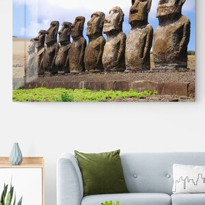 Eastern Island Moai Monuments Glass Print Wall Art House Warming Gift ...