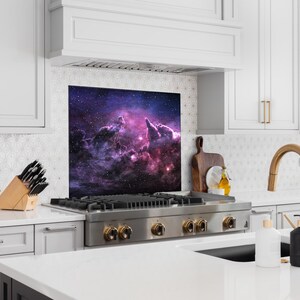 Space Kitchen Backsplash, Stove Back Cover, Tempered Glass Stove ...