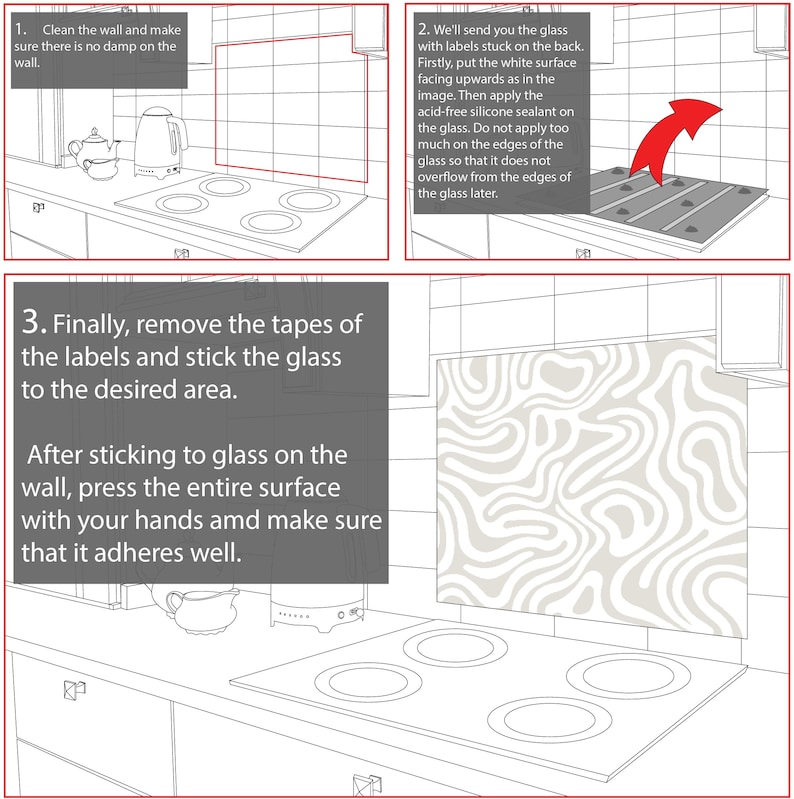 Marble Kitchen Backsplash, Stove Back Cover, Tempered Glass Stove ...